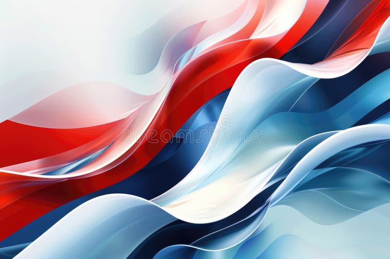 Red White and Blue Abstract Waves AIG51A Stock Illustration ...
