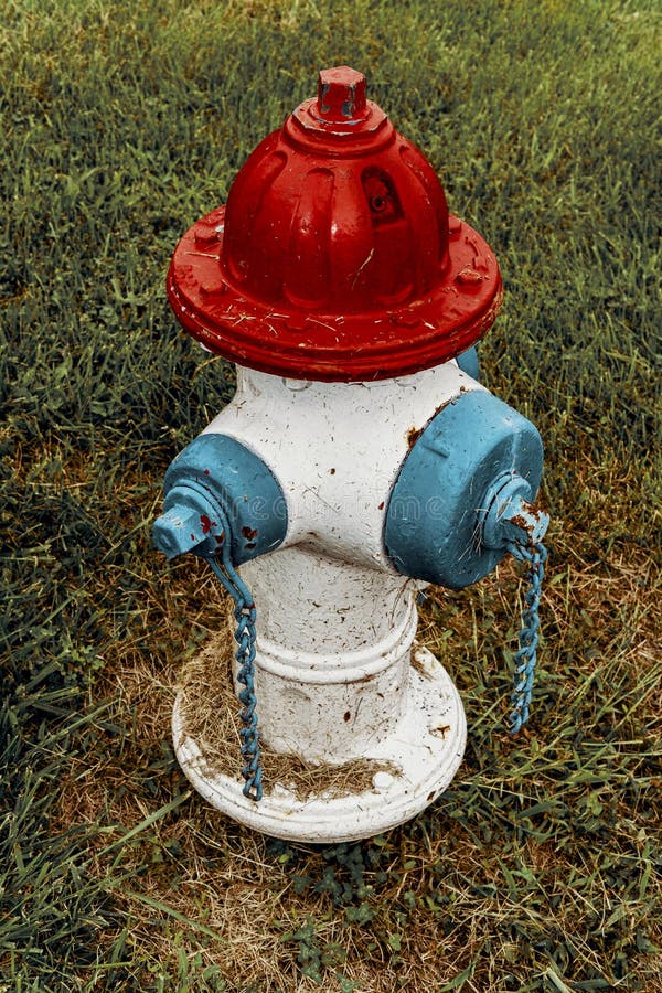 Red White Blue American Fire Hydrant Stock Photo - Image of retro ...