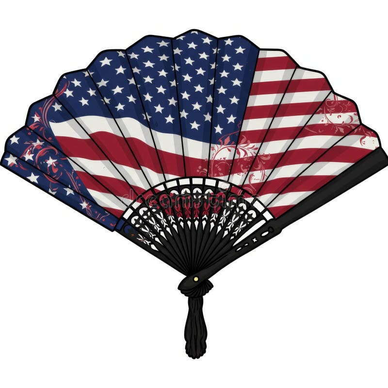 Red White Blue American Flag Hand Fan Stock Illustration - Illustration ...
