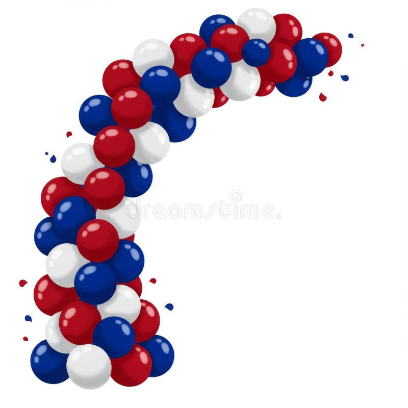 Red White and Blue Balloon Arch Stock Illustration - Illustration of ...