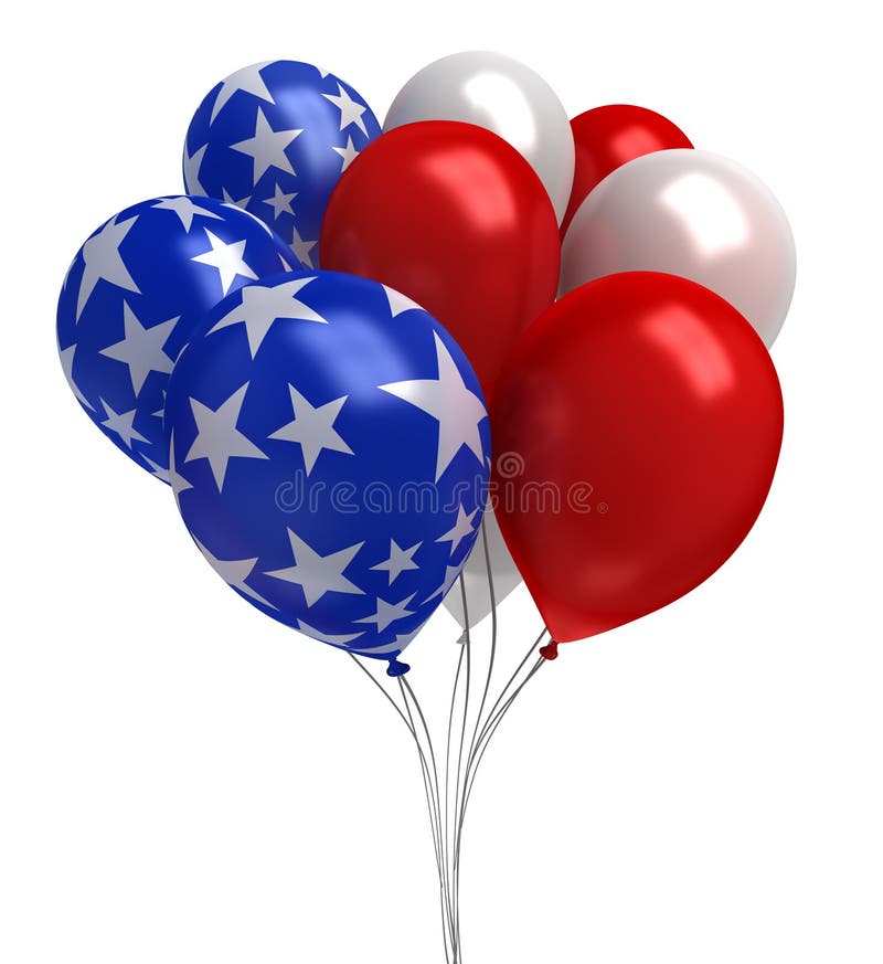 Red, White, and Blue Balloons Stock Illustration - Illustration of flag ...