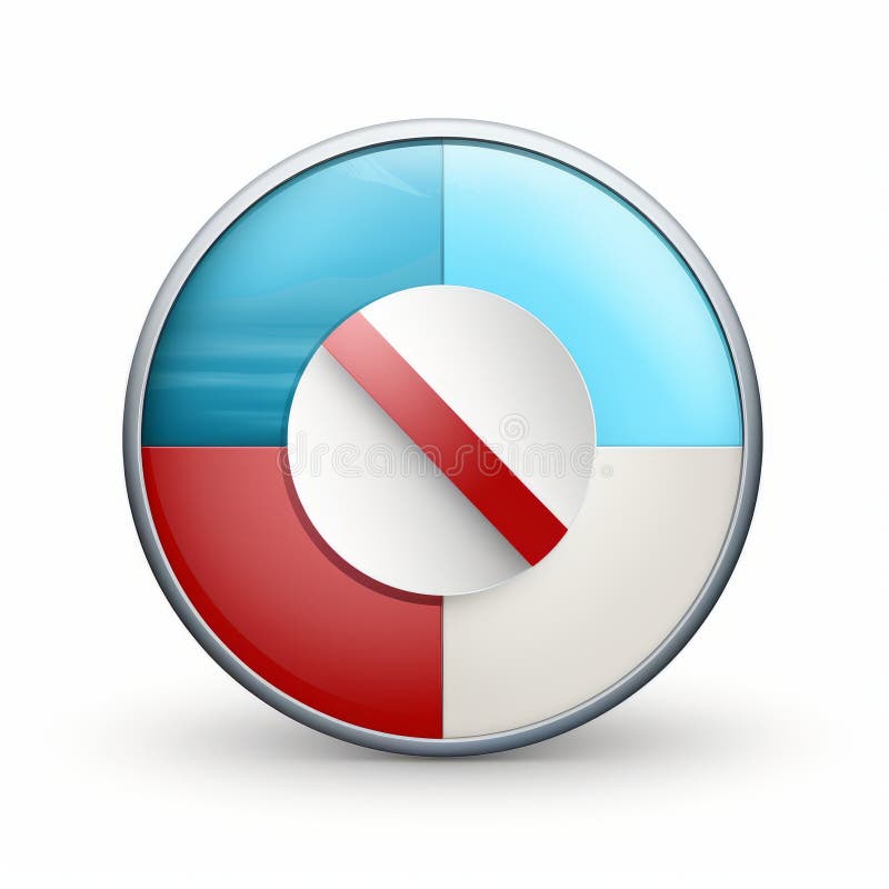 A Red White and Blue Button with a No Entry Sign on it Stock ...