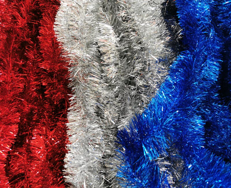 Red White and Blue Celebration Tinsel Rows Stock Image - Image of xmas ...