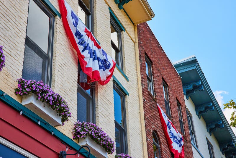 Red, White, and Blue Colors on Exterior of Downtown Building Stock ...