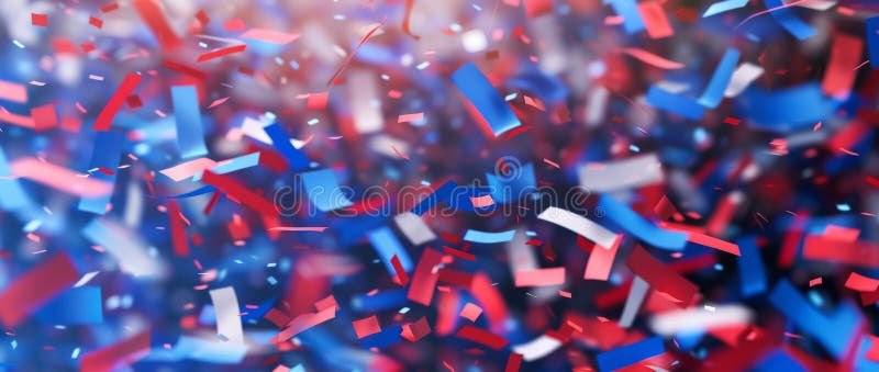 Red, White and Blue Confetti Falling on a Blurred Background ...