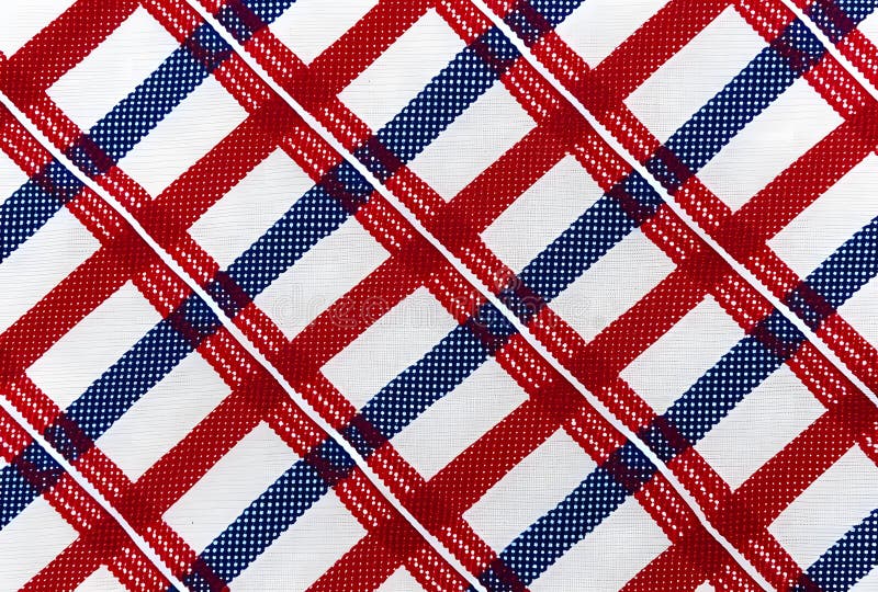 Red White Blue Diagonal Plaid Fabric Texture Stock Illustration ...