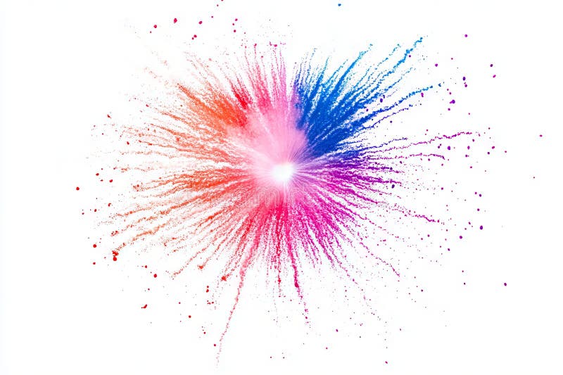 A Red White and Blue Explosion of Colored Powder on a White Background ...