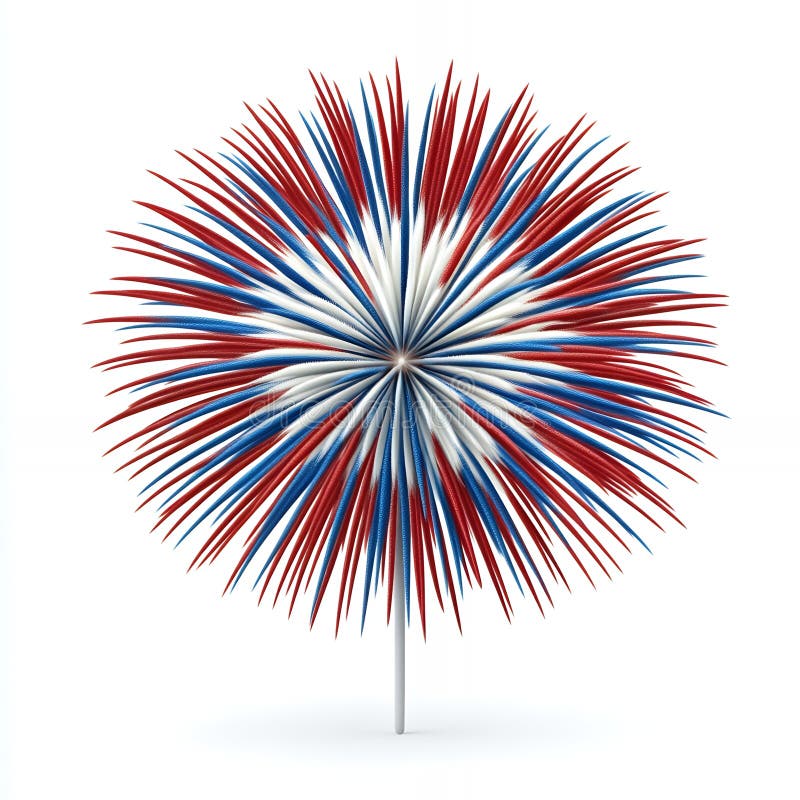 A Red White and Blue Firework Burst on a White Background Stock ...