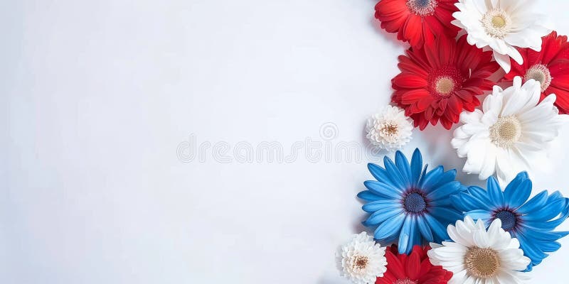 Red, White, and Blue Flowers on White. Generative AI Stock Image ...