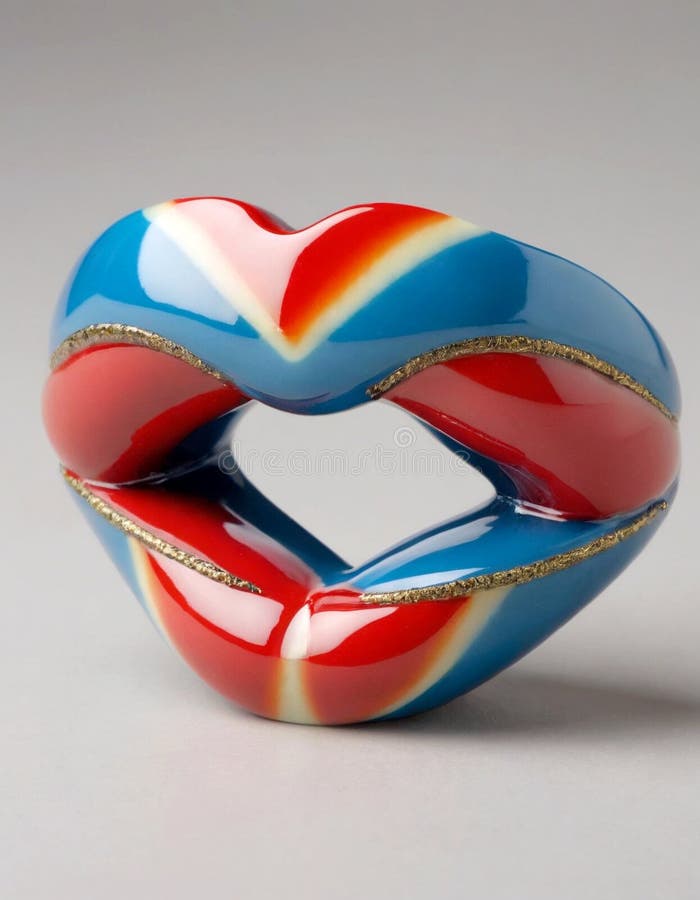 Red, White, and Blue Heart-shaped Ceramic Sculpture Stock Illustration ...