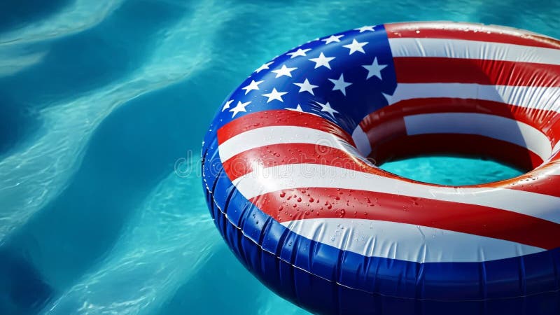 Red, White, and Blue Inflatable Pool Float with the American Flag on it ...