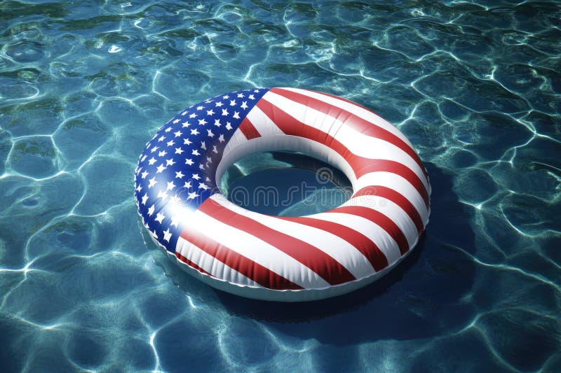 Red White Blue Inflatable Pool Ring American Flag Stock Photos - Free ...