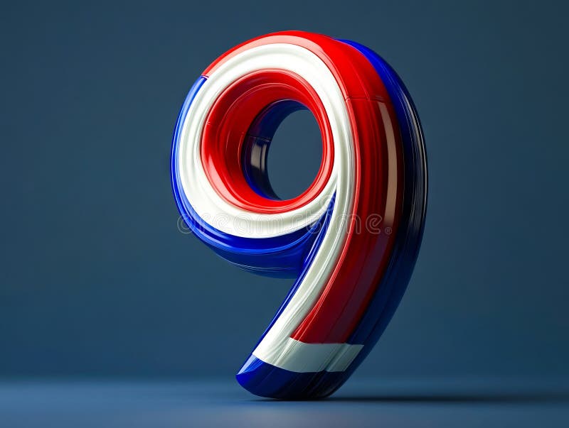 A Red White and Blue Number 9 on a Blue Background Stock Illustration ...