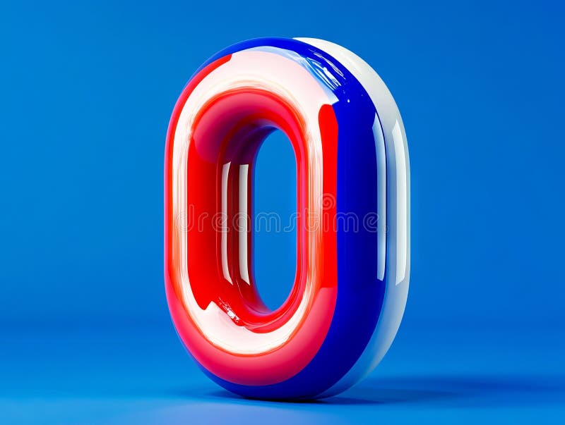 A Red White and Blue Number 0 on a Blue Background Stock Illustration ...