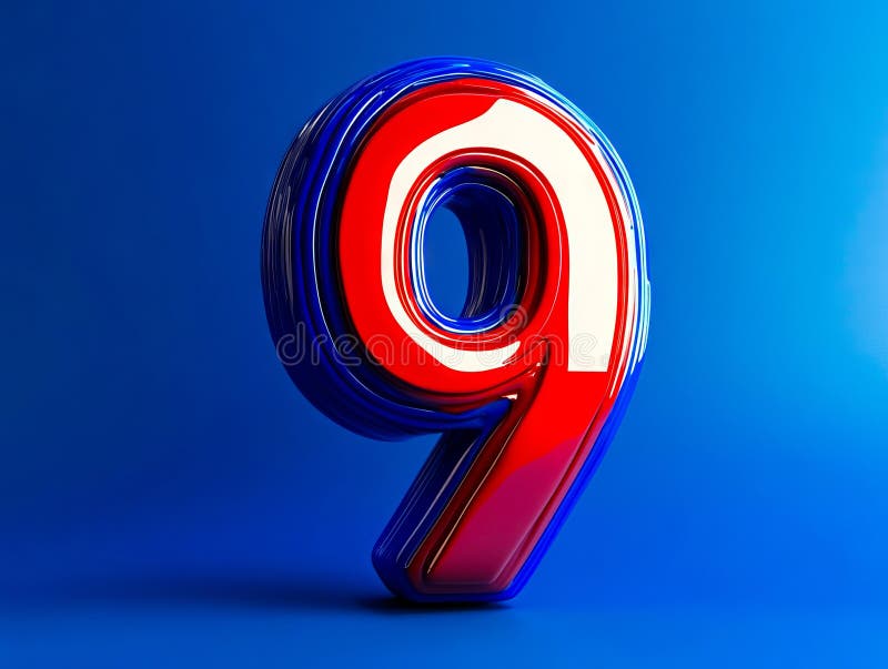 A Red White and Blue Number 9 on a Blue Background Stock Illustration ...