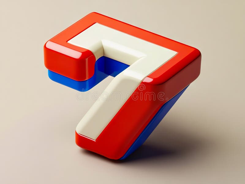 A Red White and Blue Number 7 on a Gray Background Stock Illustration ...