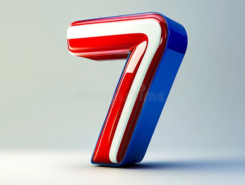 A Red White and Blue Number 7 on a Gray Background Stock Illustration ...