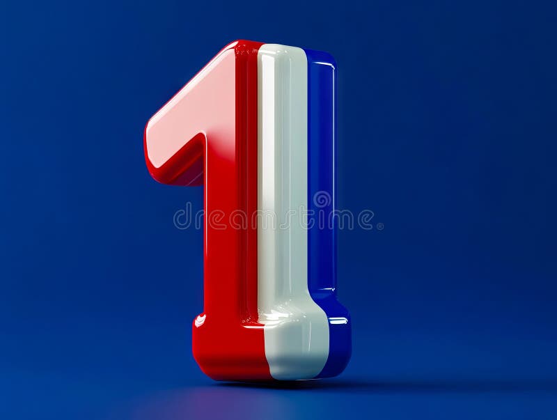A Red White and Blue Number One on a Blue Background Stock Illustration ...