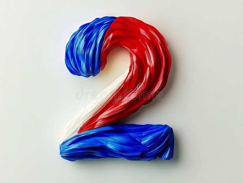 A Red White and Blue Number 2 Painted on a White Surface Stock ...