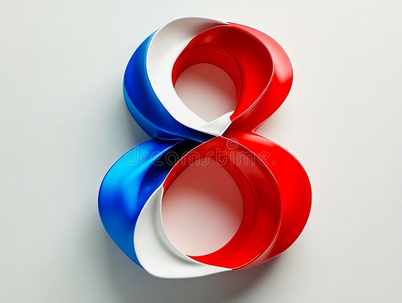 A Red White and Blue Number 8 on a White Surface Stock Illustration ...