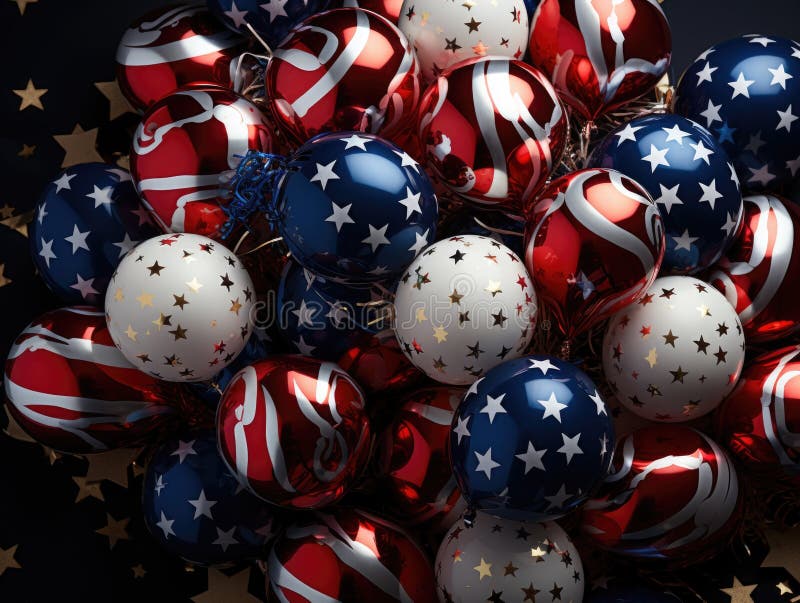 Red, White, and Blue Ornaments Piled Together Stock Illustration ...