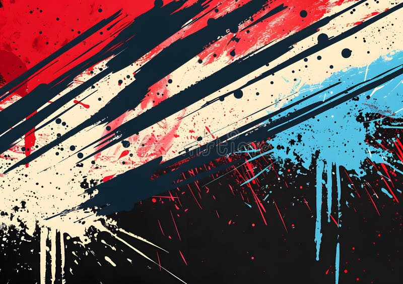Red, White and Blue Paint Splatter Generated Using AI. Stock ...