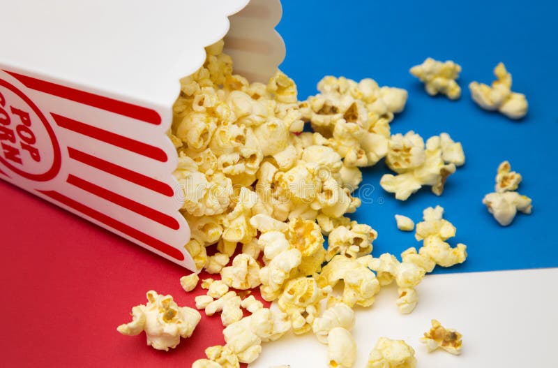 Red White and Blue Popcorn stock image. Image of butter - 126483343