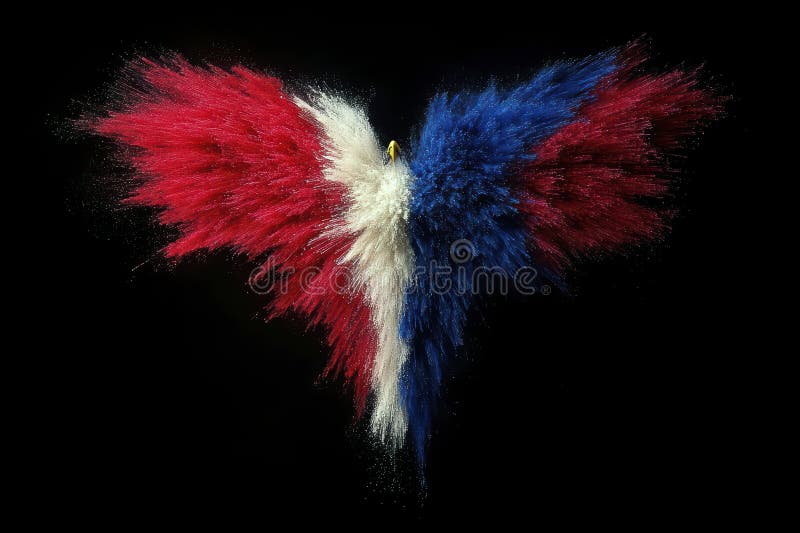Red White and Blue Powder Exploding Against Black Background Stock ...