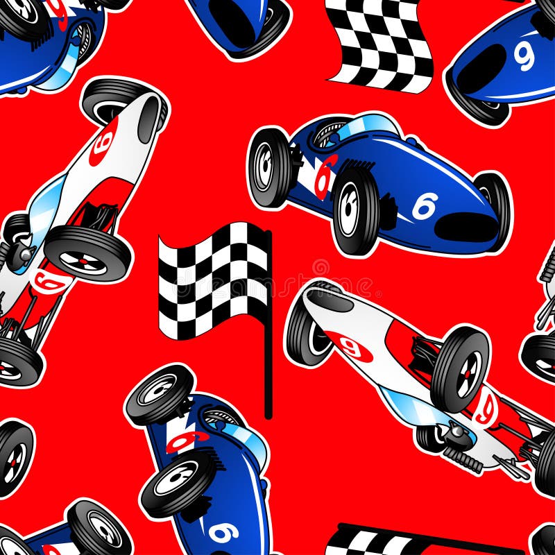 Seamless Pattern , Vintage Sports Racing Cars Stock Vector ...