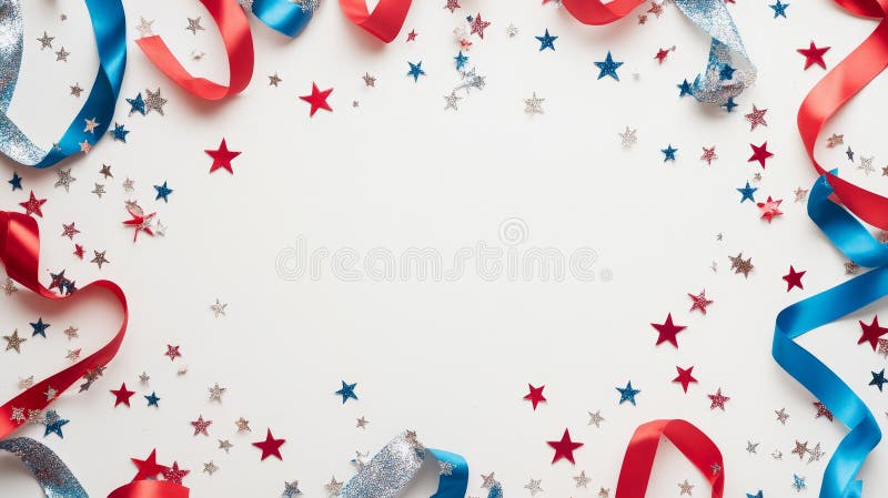 A Red, White, and Blue Ribbon with a Star Pattern Stock Illustration ...