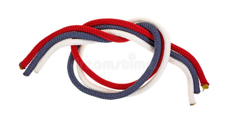 Red White and Blue Rope Tied in Loose Knot Stock Photo - Image of ...