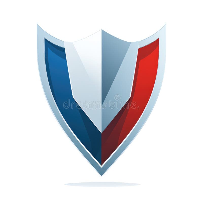 A Red, White and Blue Shield Logo on a White Background Stock ...