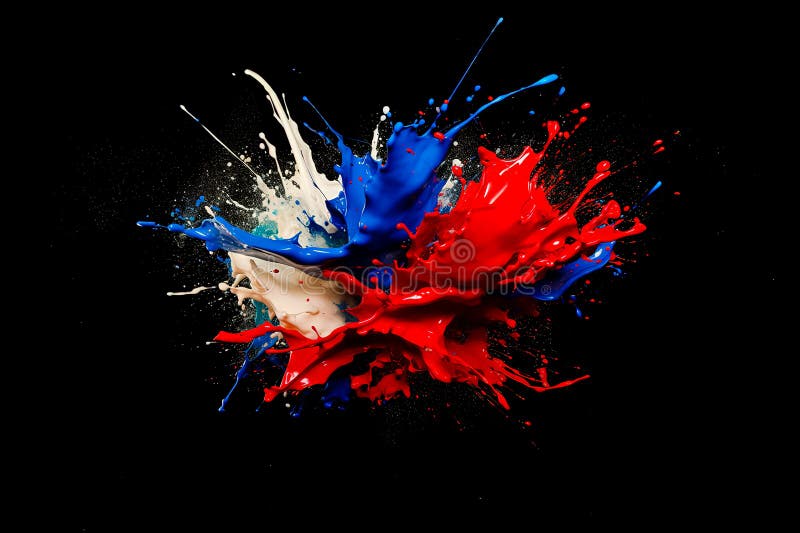 Red, White and Blue Splash Paint Splatter with a Black Background ...