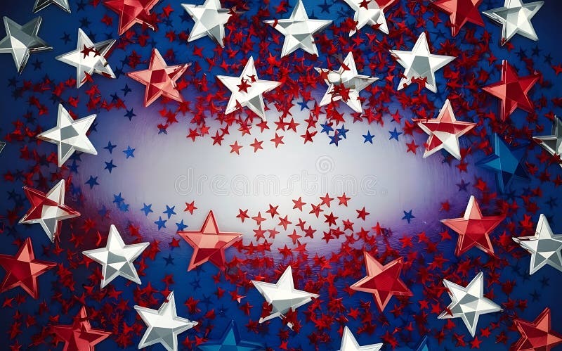 Red, White, and Blue Stars Border a Blank Space on a Blue Background ...