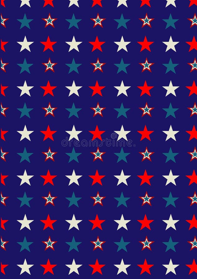 Red, White, Blue Stars Pattern on Dark Background with Repeating Design ...