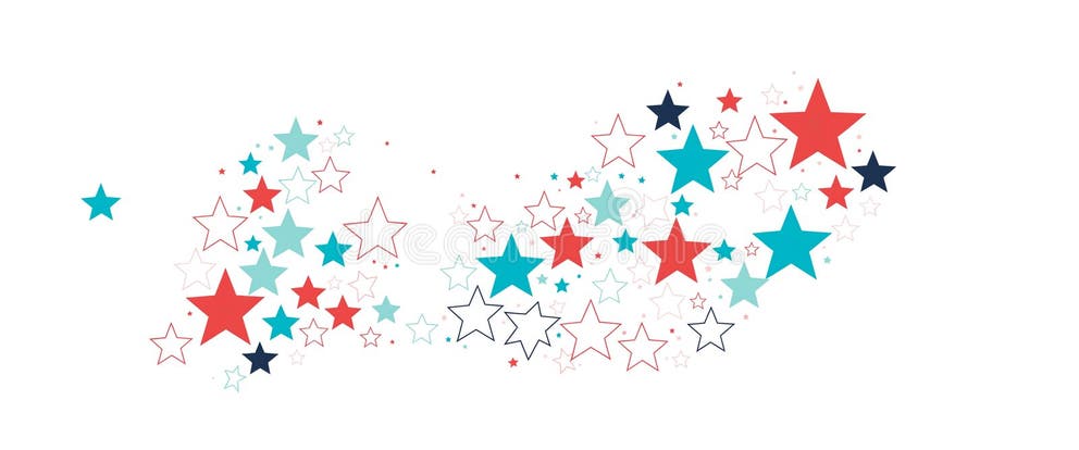 Red White Blue Stars Pattern, Scattered Star Shapes Stock Illustration ...