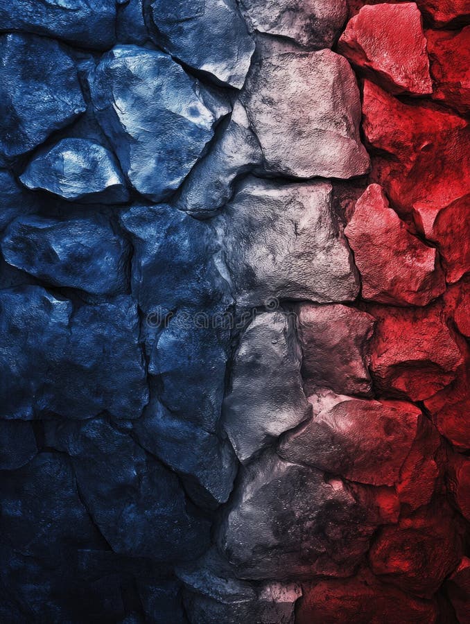 Red White and Blue Stone Wall with Fire Hydrant Stock Image - Image of ...