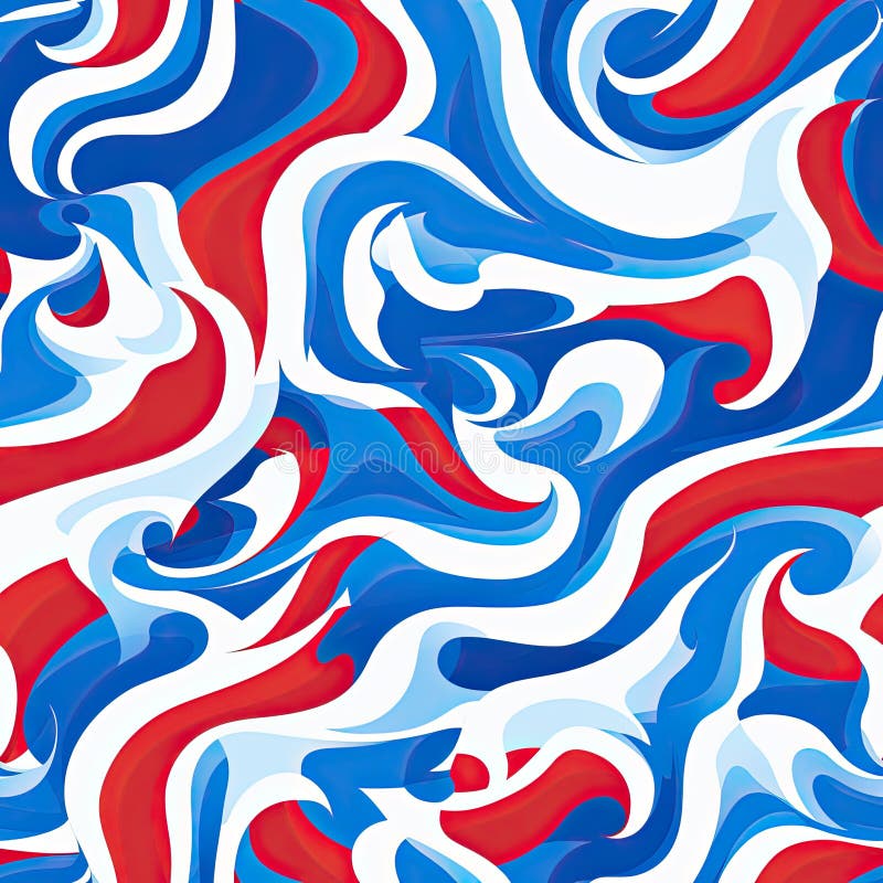 Red White and Blue Swirl Seamless Pattern. Stock Illustration ...