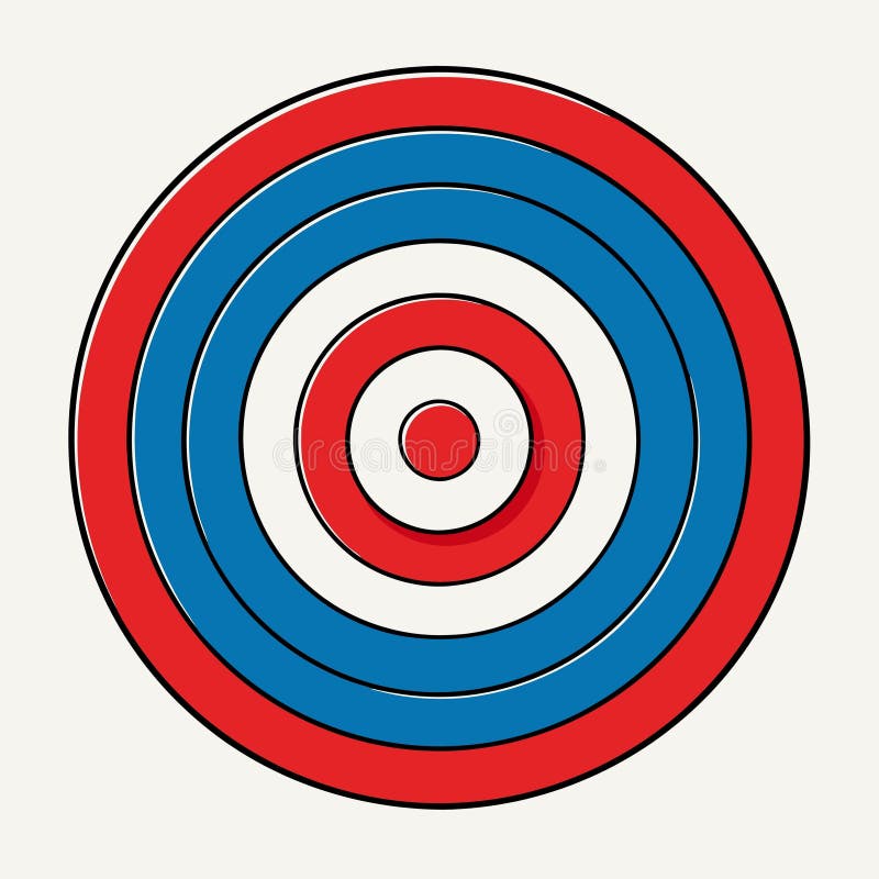 Red, White, and Blue Target Bullseye Symbol - Concentric Circle Design ...