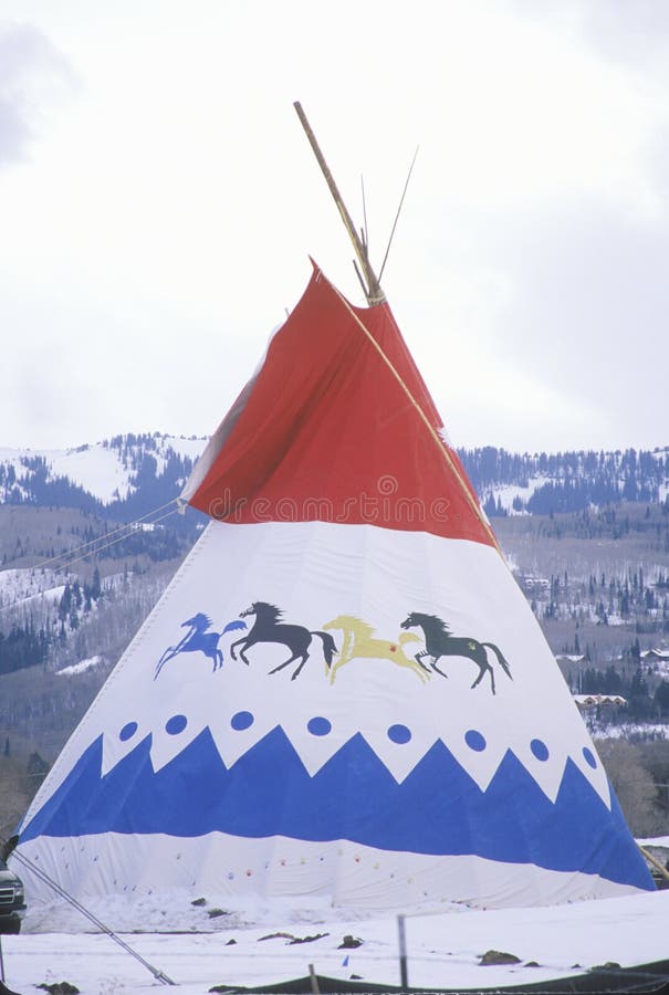 Red, White and Blue Tipi, Park City, UT Editorial Image - Image of ...