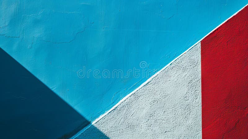 A Red, White and Blue Wall with a Triangle Stock Photo - Image of teal ...