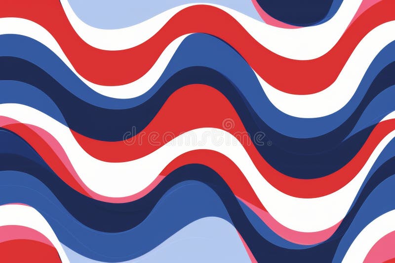 Red, White and Blue Wavy Stripes Seamless Pattern Background Vector ...