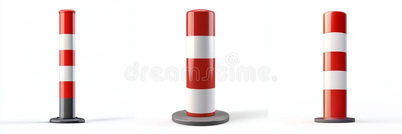 Red and White Bollard on White Background, Ideal for Urban Settings ...