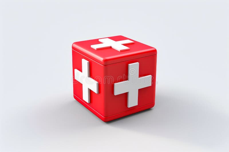 Red and White Box with Cross on it S Side. Generative AI Stock Image ...