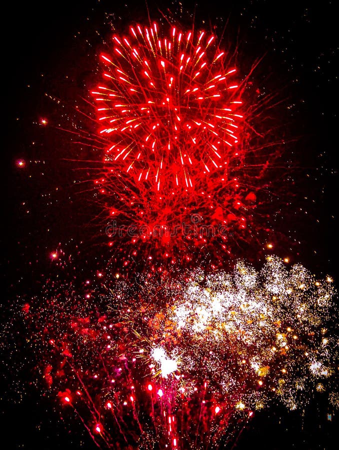 Red and White Explosive Firework Display Stock Photo - Image of event ...