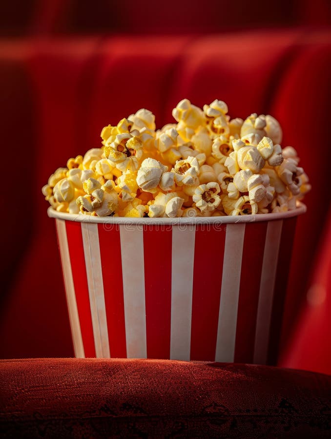 A Red and White Bucket Full of Popcorn. Stock Photo - Image of popcorn ...