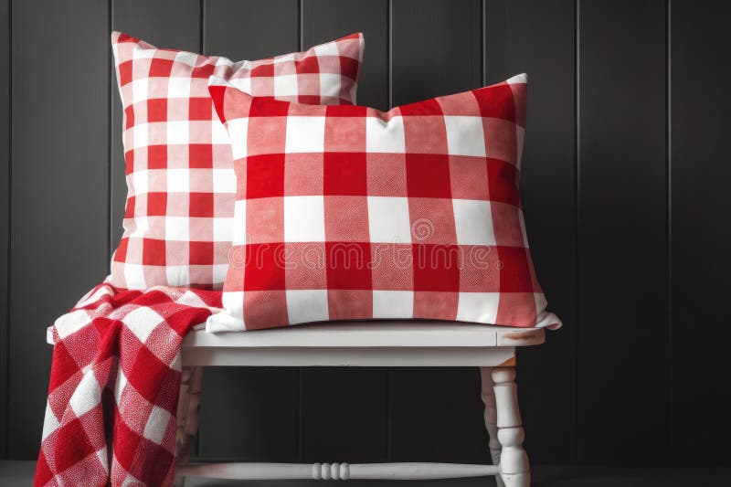 Red and White Buffalo Check Pattern. Generative AI Stock Illustration ...