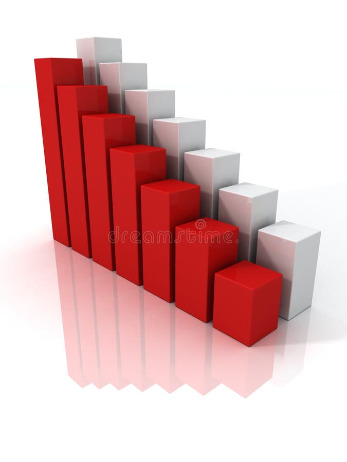 3D red bar chart stock illustration. Illustration of connection - 6642286