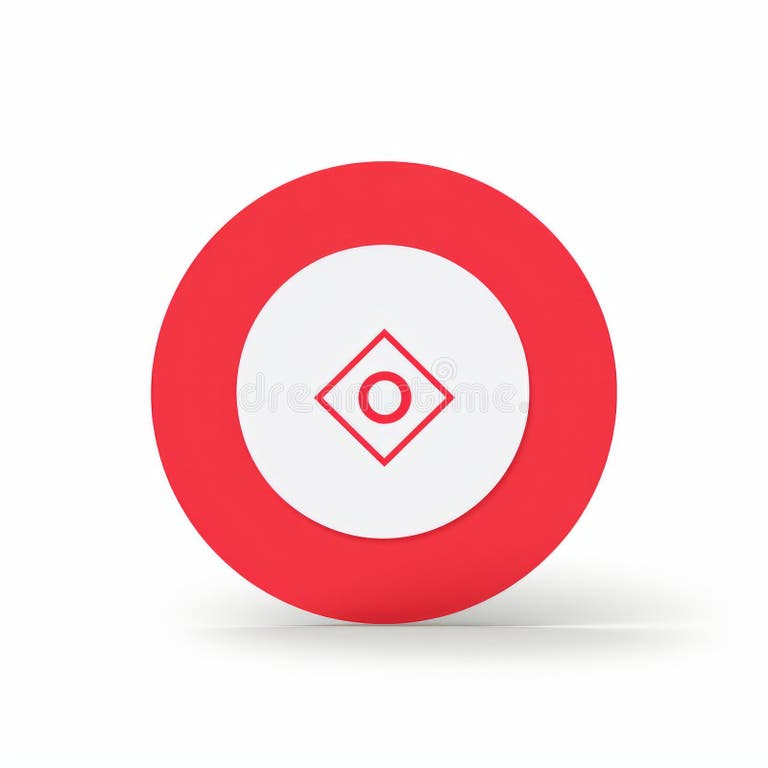 A Red and White Button with an Arrow on it Stock Illustration ...