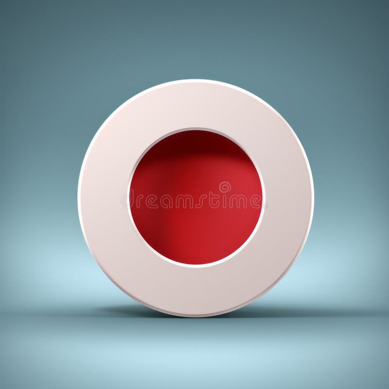 A Red and White Button on a Blue Background Stock Illustration ...